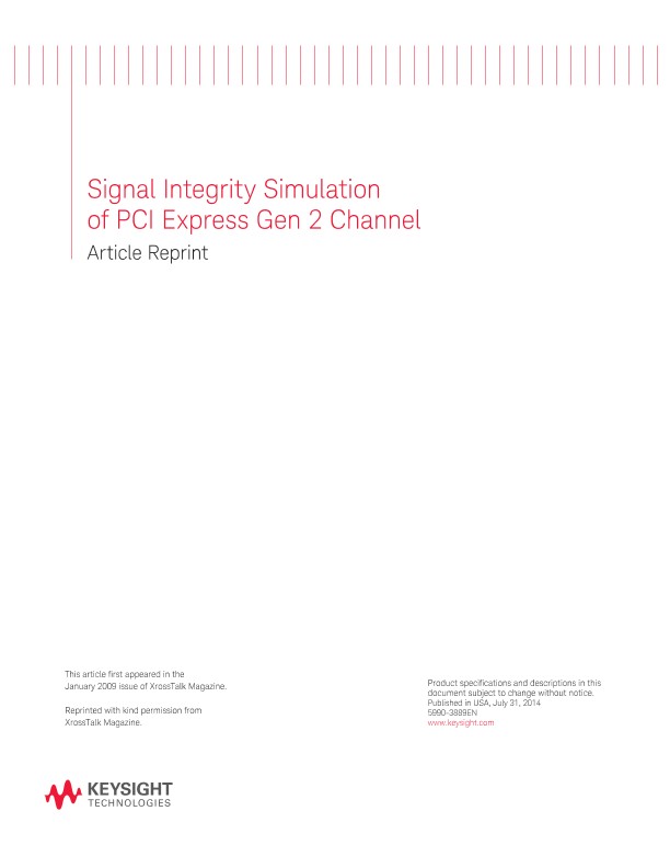 Signal Integrity Simulation of PCI Express Gen 2 Channel PDF Asset Page | Keysight